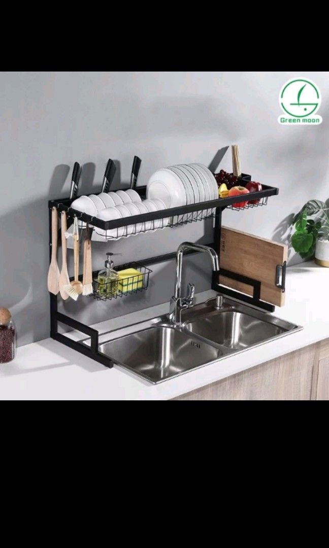 Metal dish drainer sink rack organizer, Furniture & Home Living, Home ...