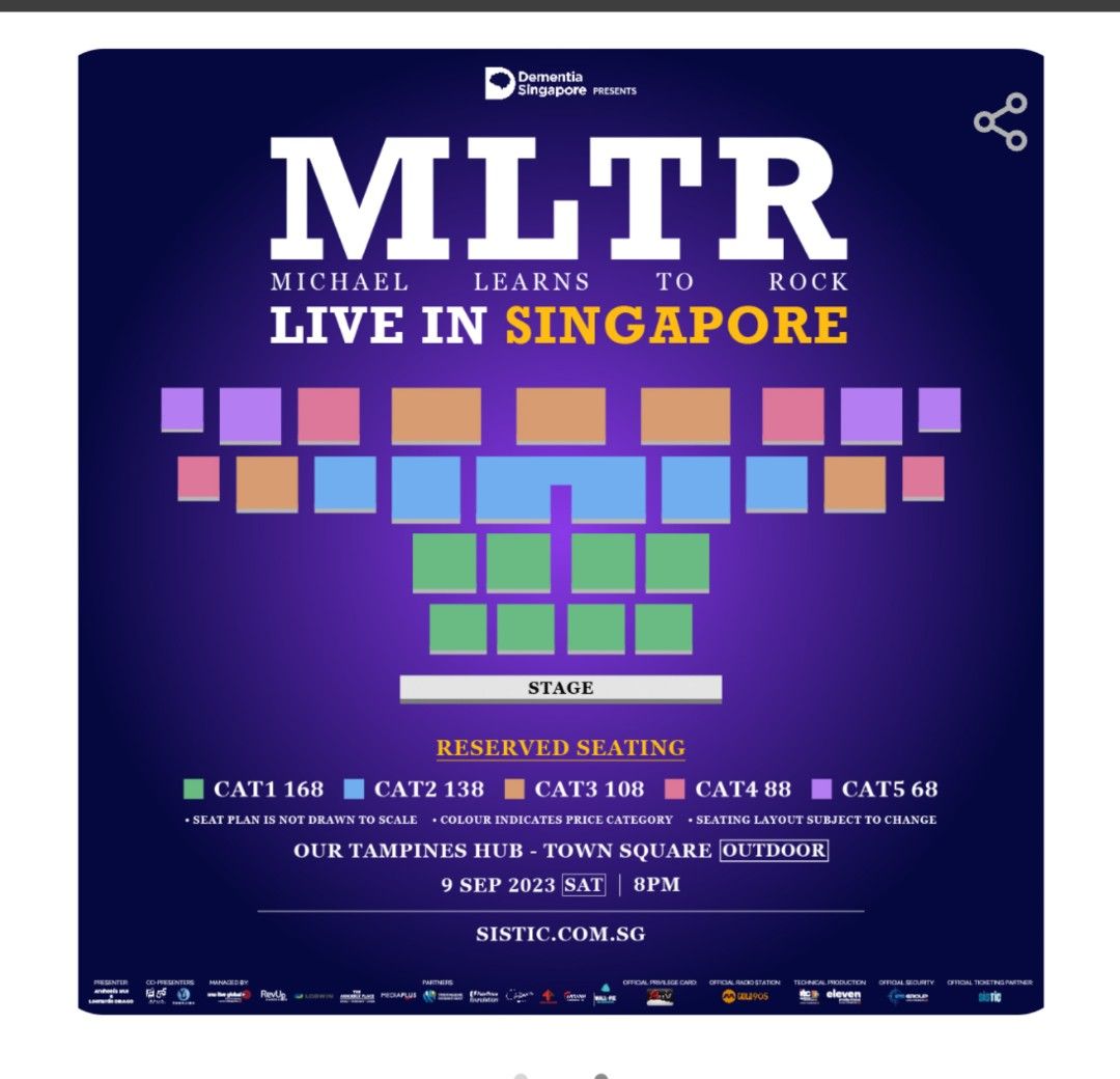 Michael Learns to Rock MLTR concert tickets side by side CAT 2 X 2pcs ...