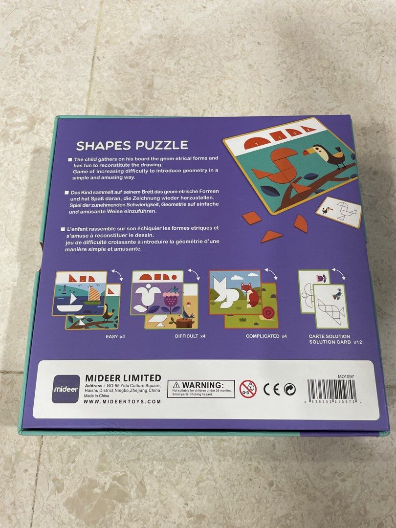 Mideer Shapes Puzzle for 3yo+, Babies & Kids, Infant Playtime on Carousell