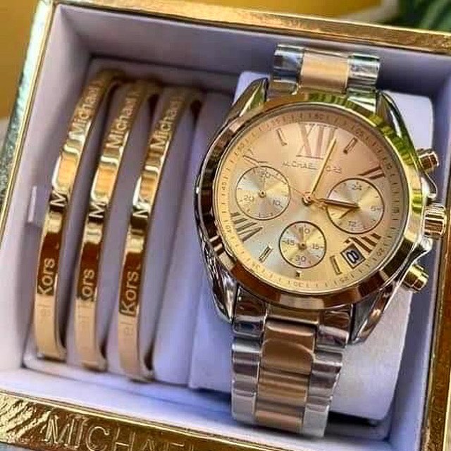 MK SET MINI BRADSHAW ALL GOLD DIAL WITH BANGLES AUTHENTIC WATCH on ...