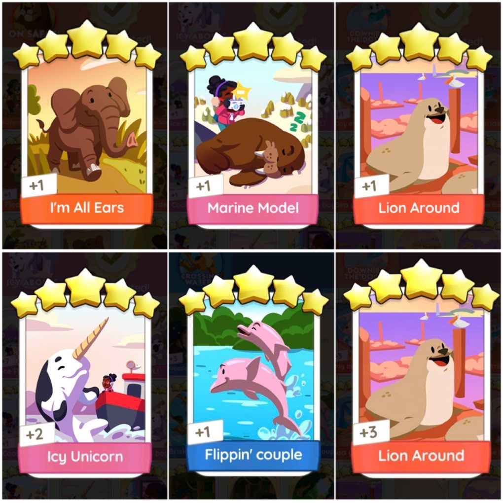 Monopoly Go! 5⭐️ I’m all ears/ Marine Model/ Lion Around/ Icy Unicorn/ Flippin’ Couple, Video ...