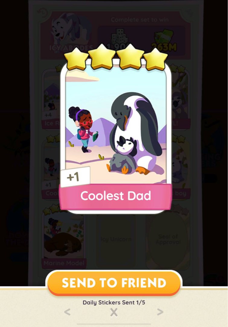 Monopoly Go Sticker 4 Star Coolest Dad, Hobbies & Toys, Toys & Games on ...
