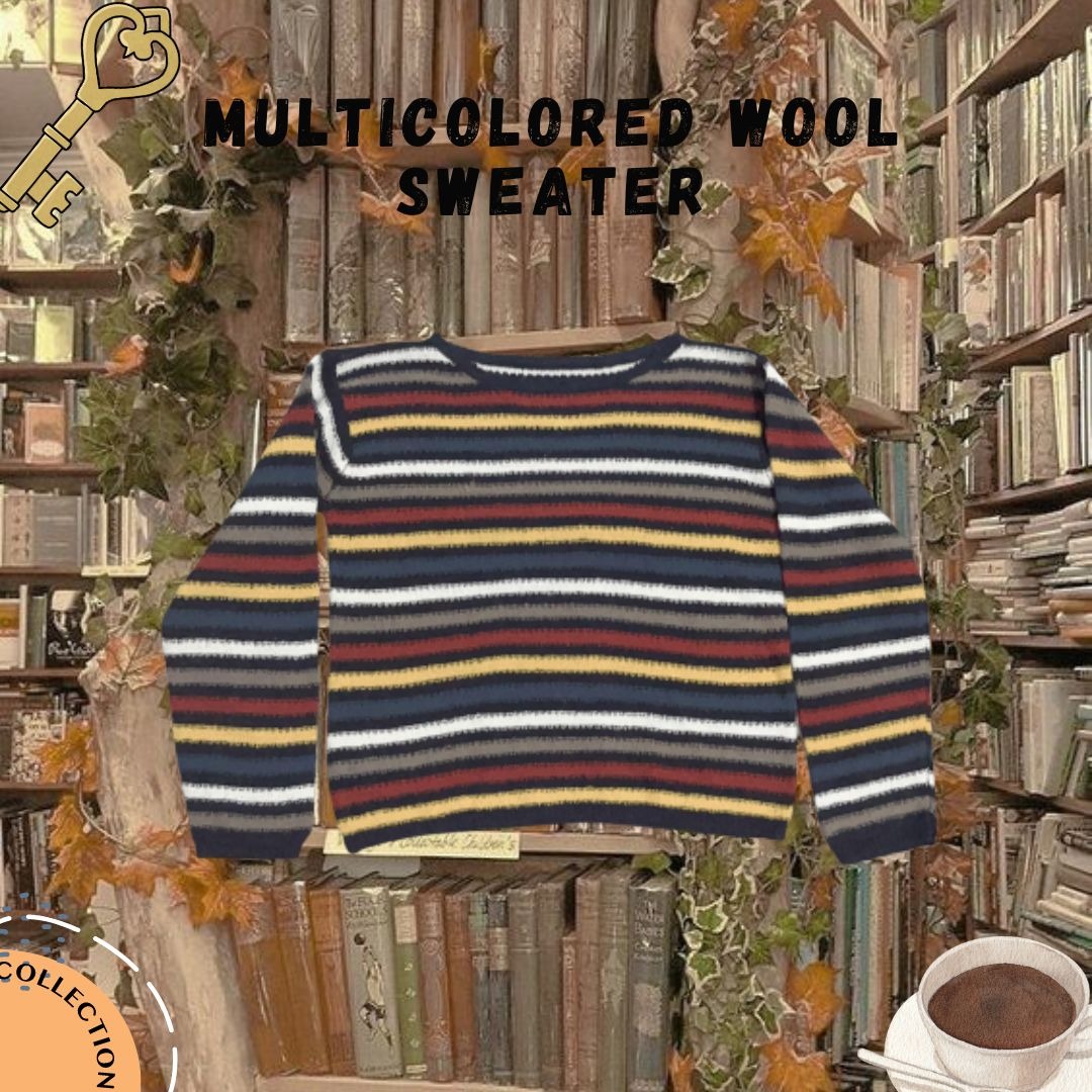 Mutlicolored autumn wool sweater (dark and light academia aesthetic) on ...