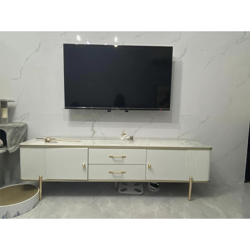 NEW Model TV Console 200cm TV Cabinet Beige White Color&Gold leg - Free ...
