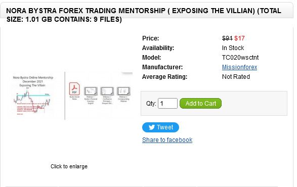 Nora Bystra forex trading Mentorship ( Exposing The Villian) (Total size: 1.01 GB Contains: 9 ...