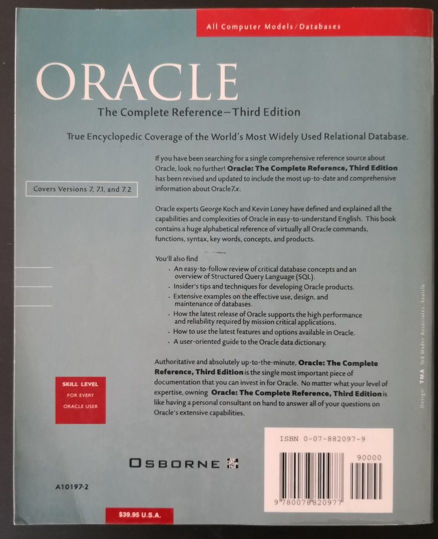 Oracle - The Complete Reference, Hobbies & Toys, Books & Magazines ...