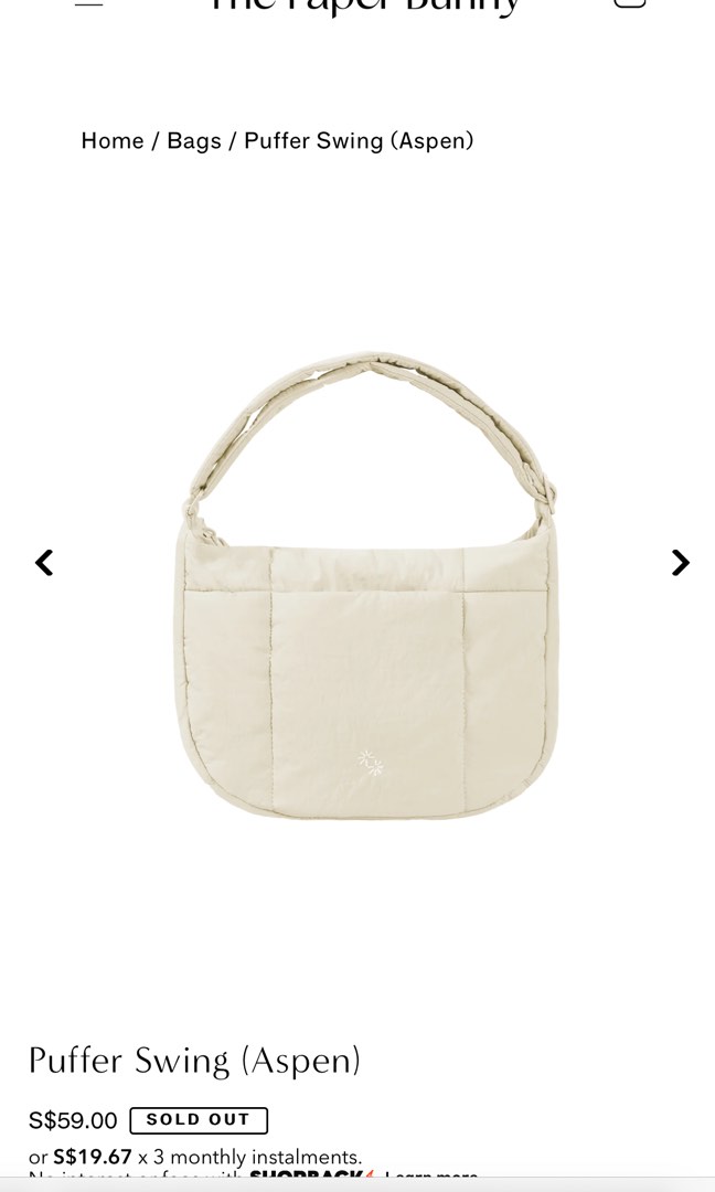 Paper bunny puffer swing (Aspen), Women's Fashion, Bags & Wallets ...