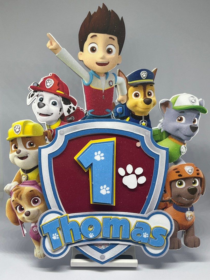 Paw Patrol Cake Topper, Hobbies & Toys, Stationary & Craft, Handmade ...