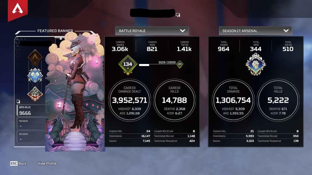 [PC] Apex Legends Super High Stats Loba Main Account, 9666 Loba Kills, 10x 4K/20s, Video Gaming ...