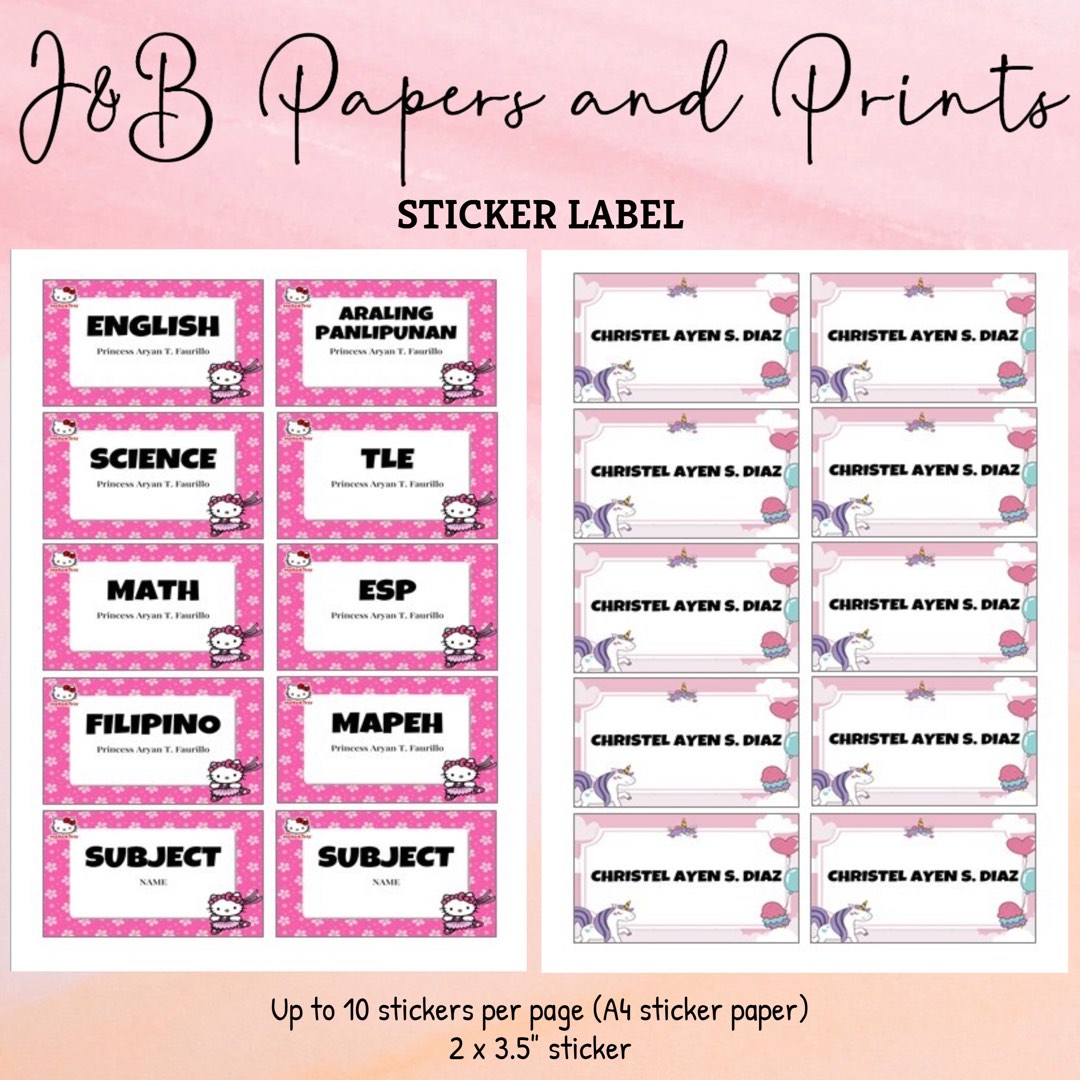 PERSONALIZED STICKER LABEL (10 pieces 2x3.5” sticker) on Carousell