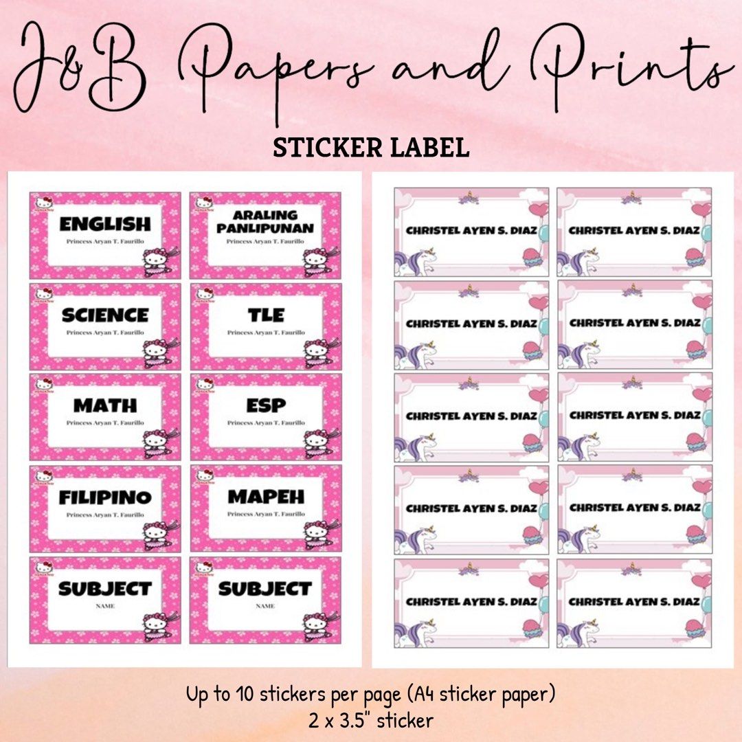PERSONALIZED STICKER LABEL (10 pieces 2x3.5” sticker) on Carousell