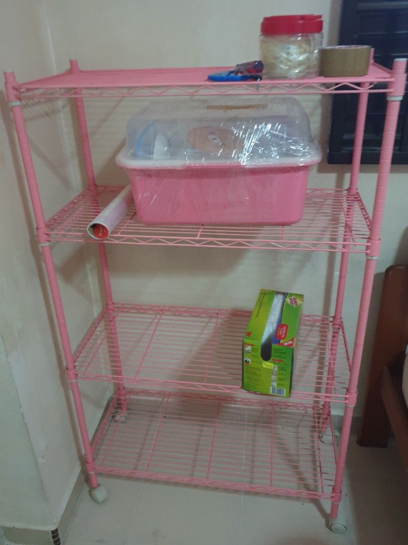 Pink Metal Shelving / Storage - 4 Tier, Furniture & Home Living ...