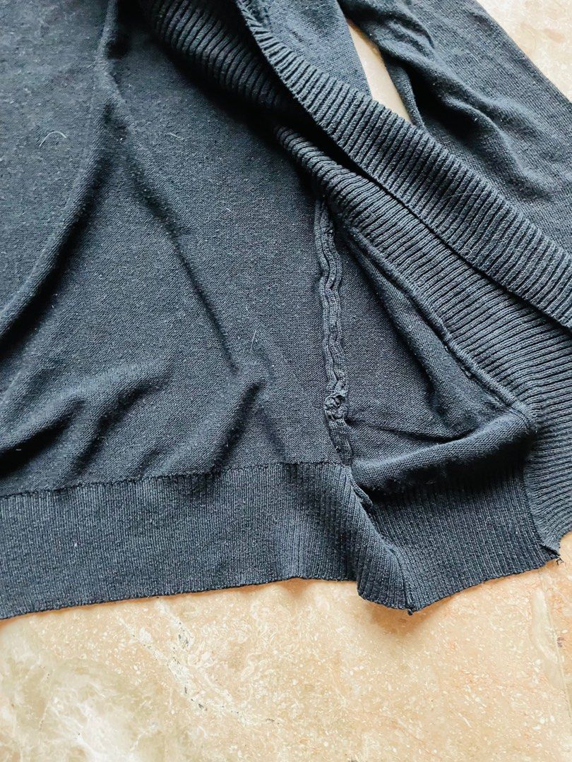 Plain Black Knitted Cover Up, Women's Fashion, Coats, Jackets and ...