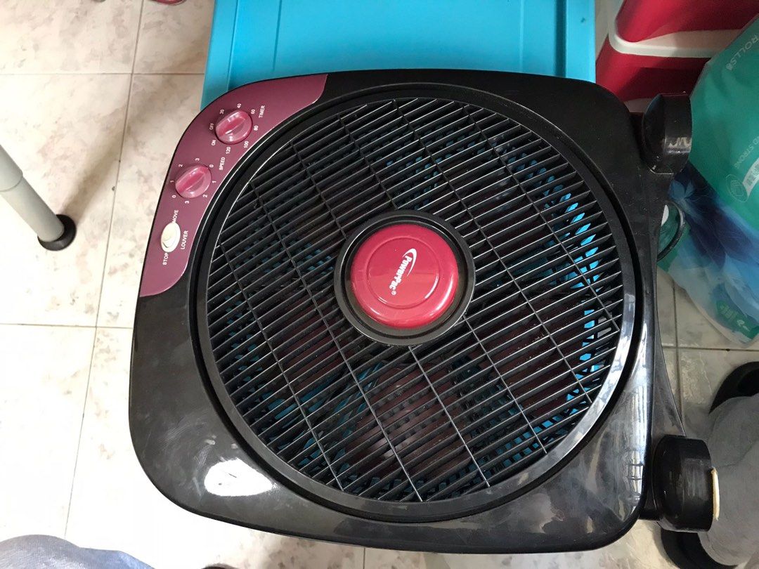 PowerPac PPBF30 Electric Box Fan, Desk, table fan with Timer,12 Inch ...