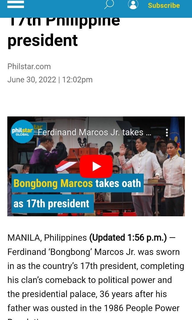 PRESIDENT MARCOS Oath taking newspaper, Looking For on Carousell
