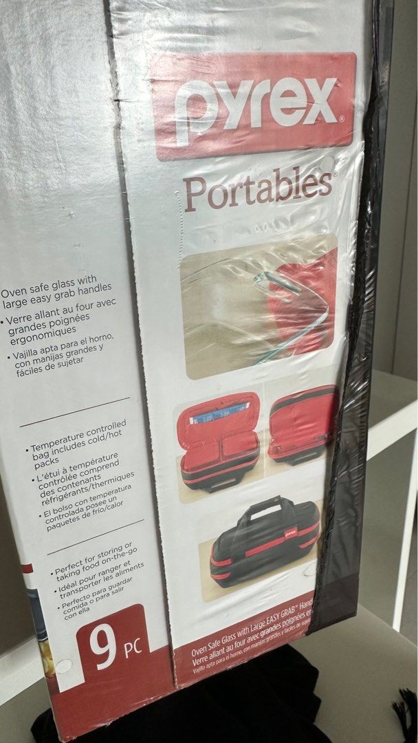 Pyrex Portables Glass Bakeware and Food Storage Set (Black Carrier, 9 ...