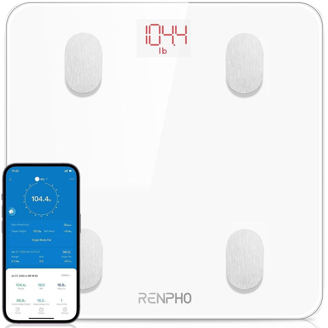 RENPHO Bluetooth Body Fat Scale with APP,Smart Digital Bathroom Scale ...