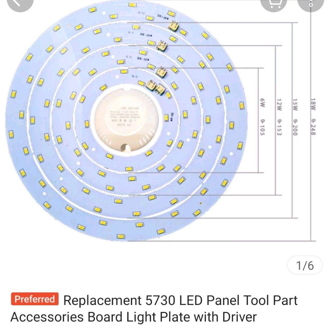 Replacement 5730 LED Panel Light w/ Driver 15W, Furniture & Home Living ...