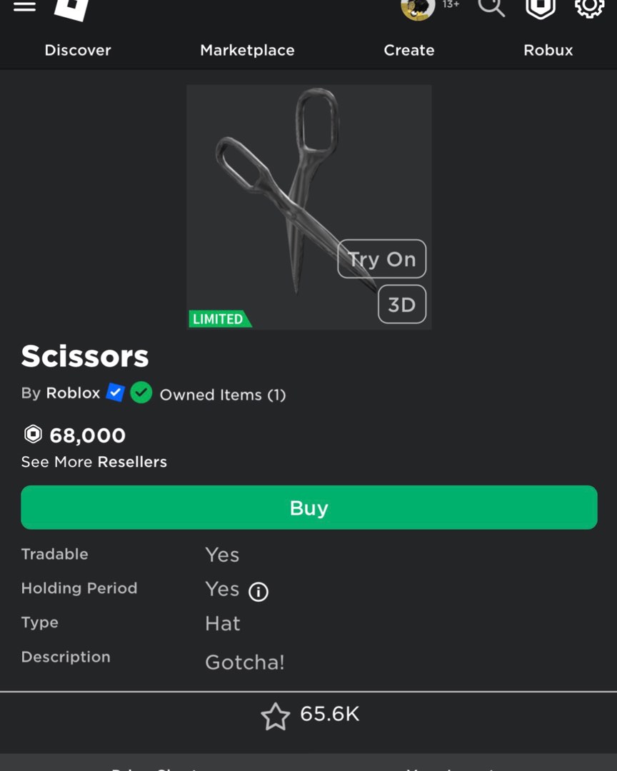 Roblox Limited: Scissors, Video Gaming, Video Game Consoles, Others on ...