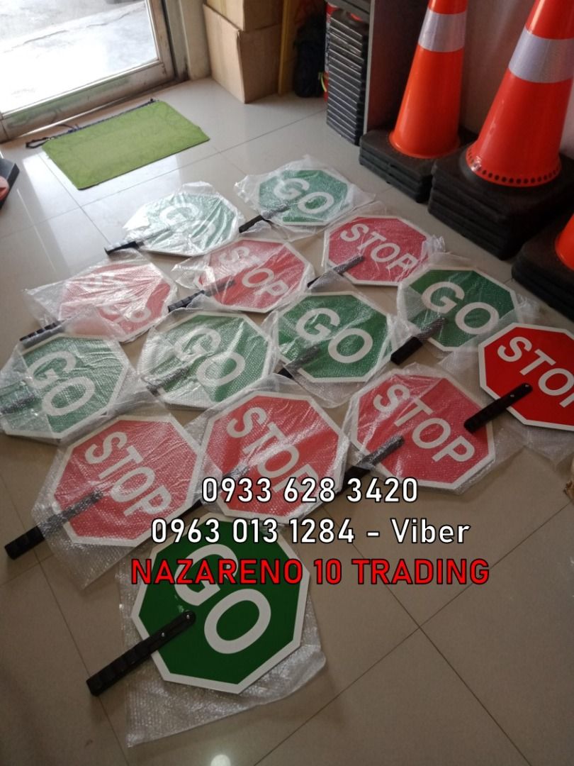 Stop and Go Paddle Sign Hand Sign Stop Signs Traffic REVERSIBLE on ...