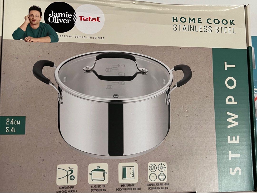 Tefal x Jamie Oliver Home Cook Stain Steel Stew Pot 24cm with lid ...