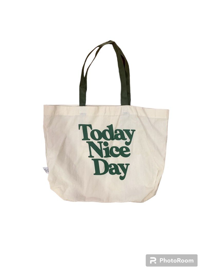 Tote Bag Tas Tenteng Hijau Green White Putih Besar Big Aesthetic Tumblr ...