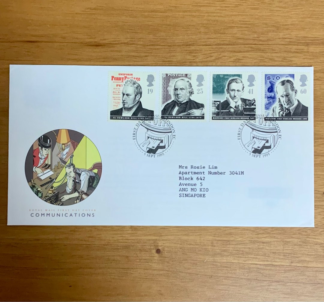 UK 1995 FDC cover - human history communication pioneers & inventors ...