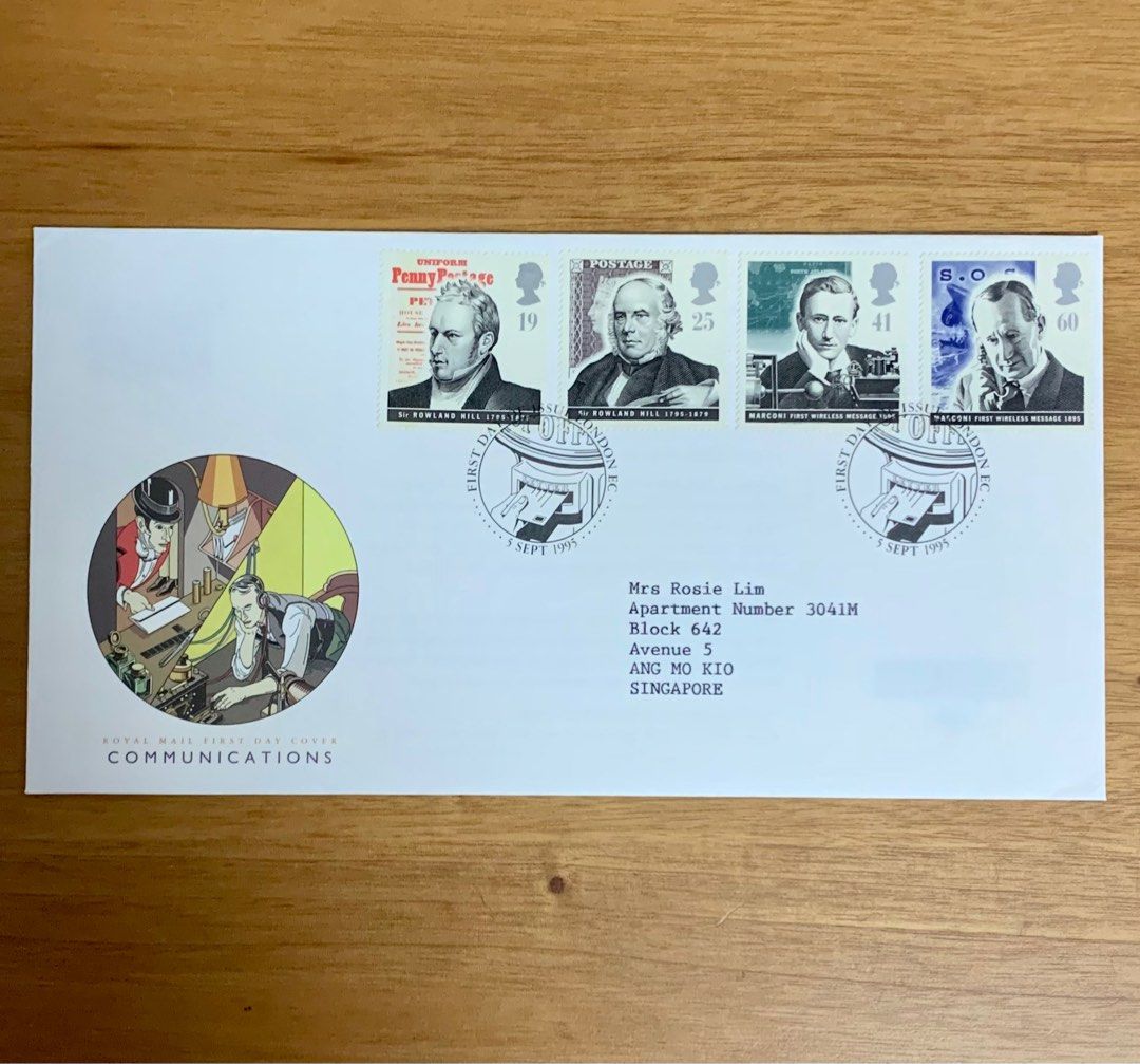 UK 1995 FDC cover - human history communication pioneers & inventors ...