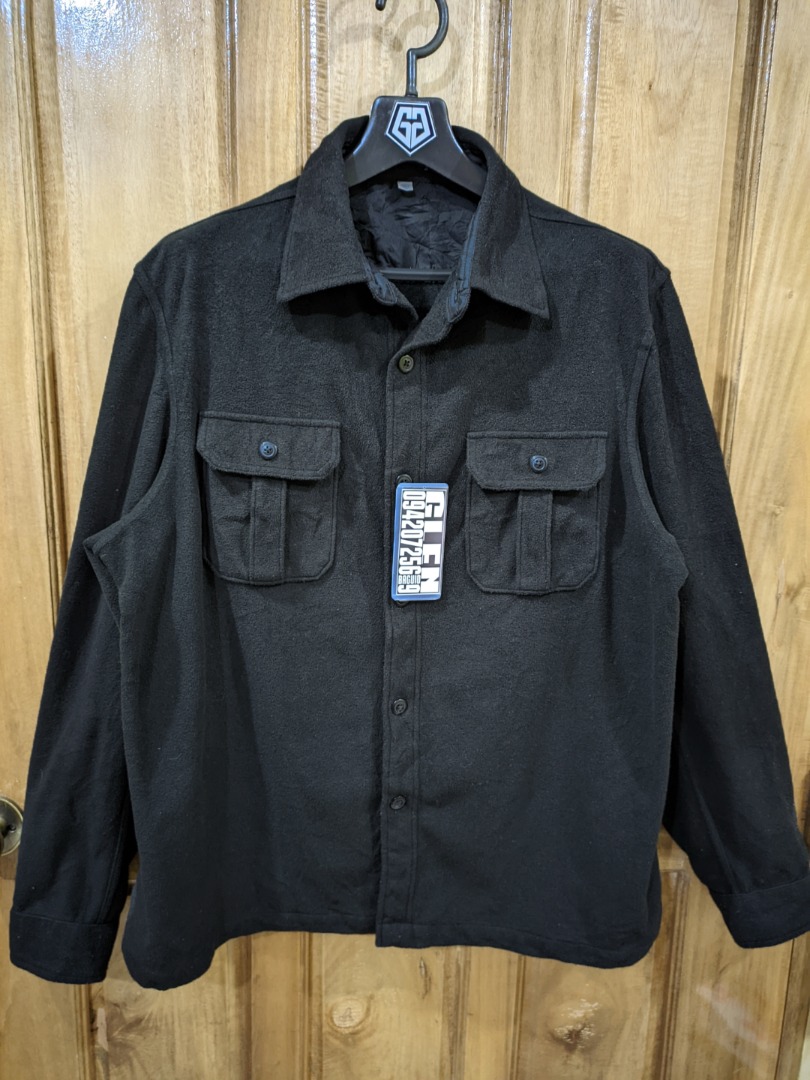 Uniqlo Overshirt Fleece Jacket MEN'S (Black) on Carousell