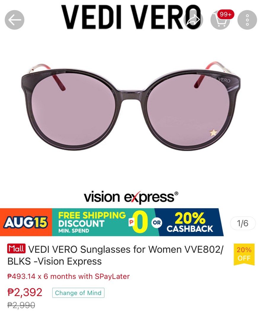 Vedi Vero Cat Eye Sunglasses with Starry Details, Women's Fashion ...
