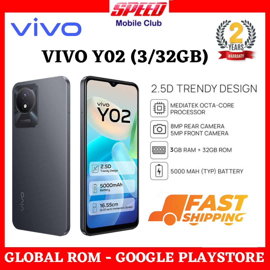 Vivo Y02 4G (3GB+32GB) | Brand New With 2 Years Official Warranty | Store Pickup & Door Delivery ...