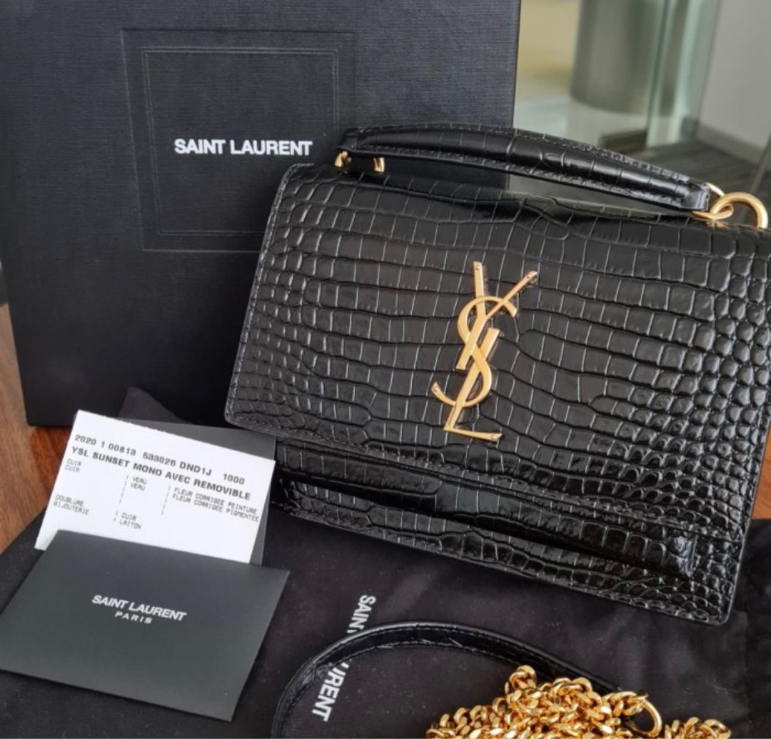 Ysl sunset croco black ghw 2020, Barang Mewah, Tas & Dompet di Carousell