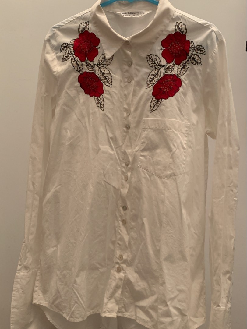 Zara Basic White Shirt, Women's Fashion, Tops, Shirts on Carousell
