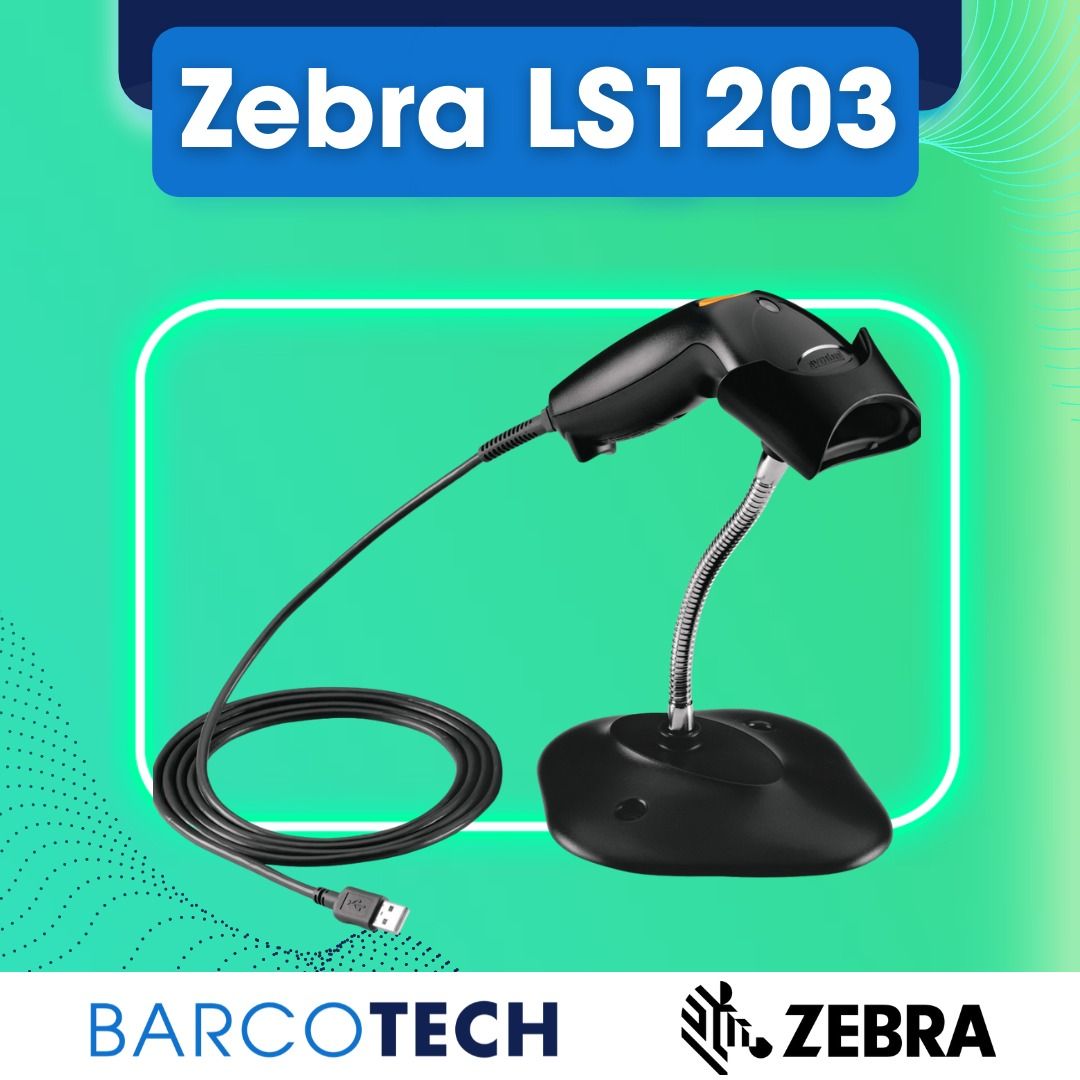 Zebra LS1203 Handheld Barcode Scanner 1D Corded w/ Stand on Carousell