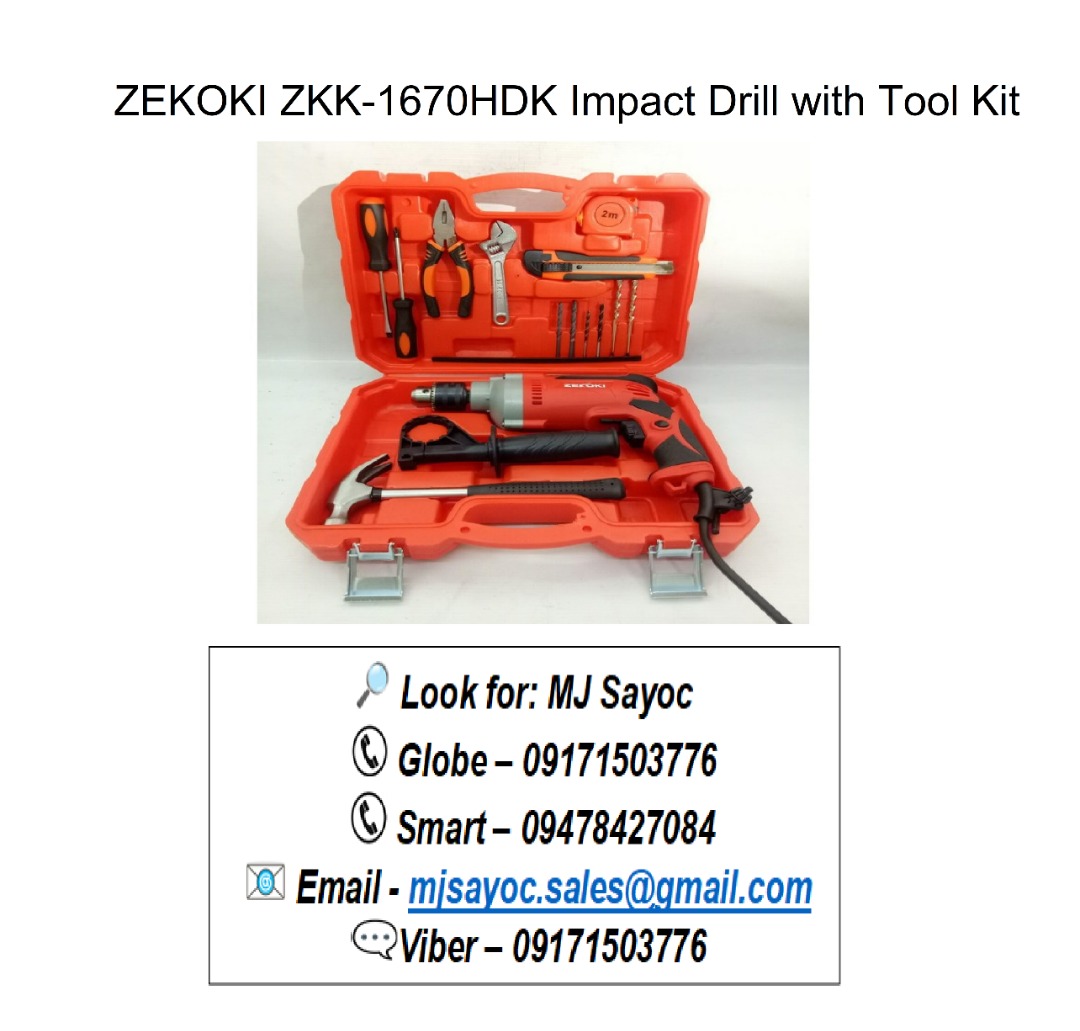 ZEKOKI ZKK-1670HDK Impact Drill with Tool Kit, Commercial & Industrial ...