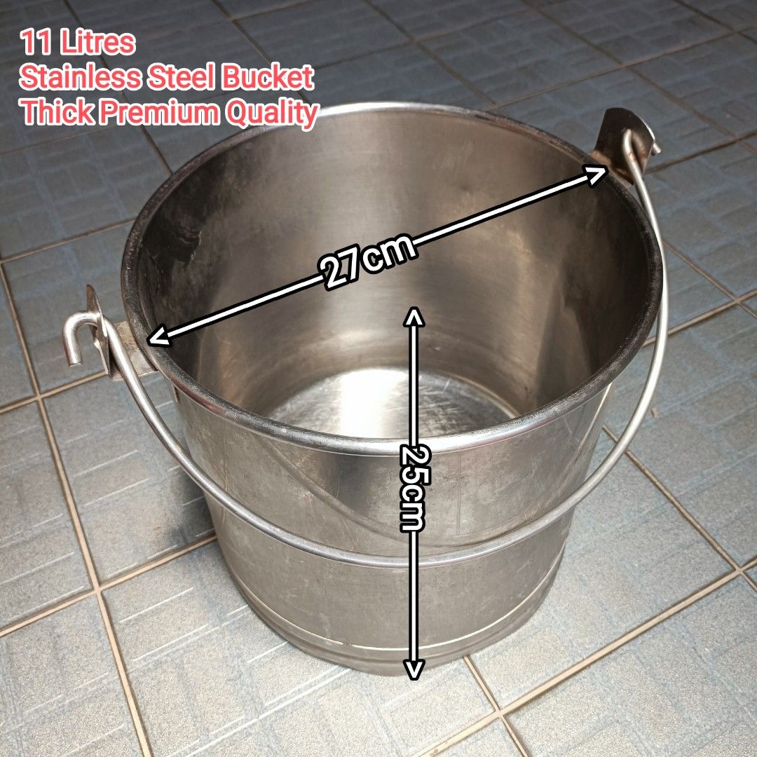 11litre Stainless steel Big Bucket Thick Premium quality cooking water ...