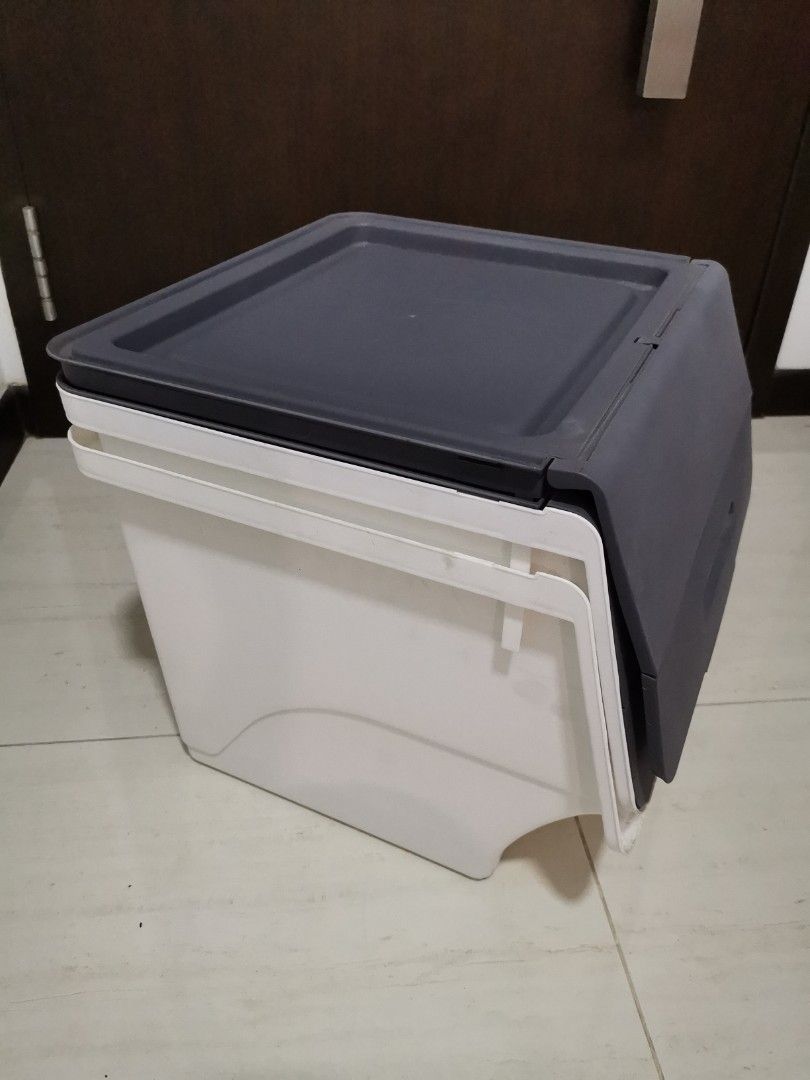 35L Multi-Purpose Front Opening Stackable Storage Box, Furniture & Home ...