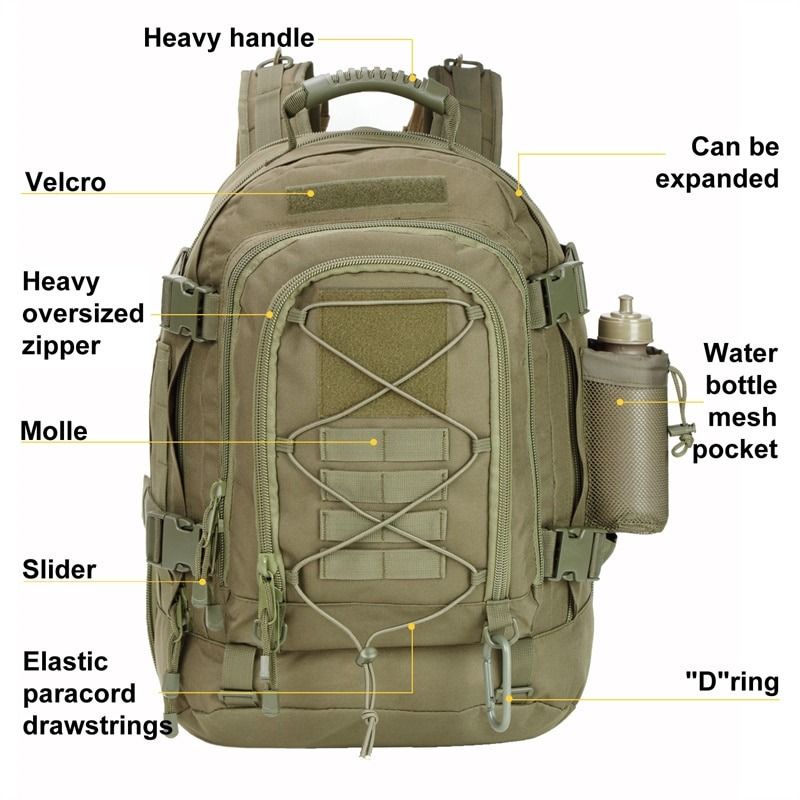 60L Men Military Tactical Backpack Molle Army Hiking Climbing Bag ...