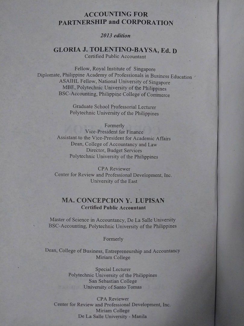 Accounting for Partnership and Corporation 2018 Edition (Tolentino ...