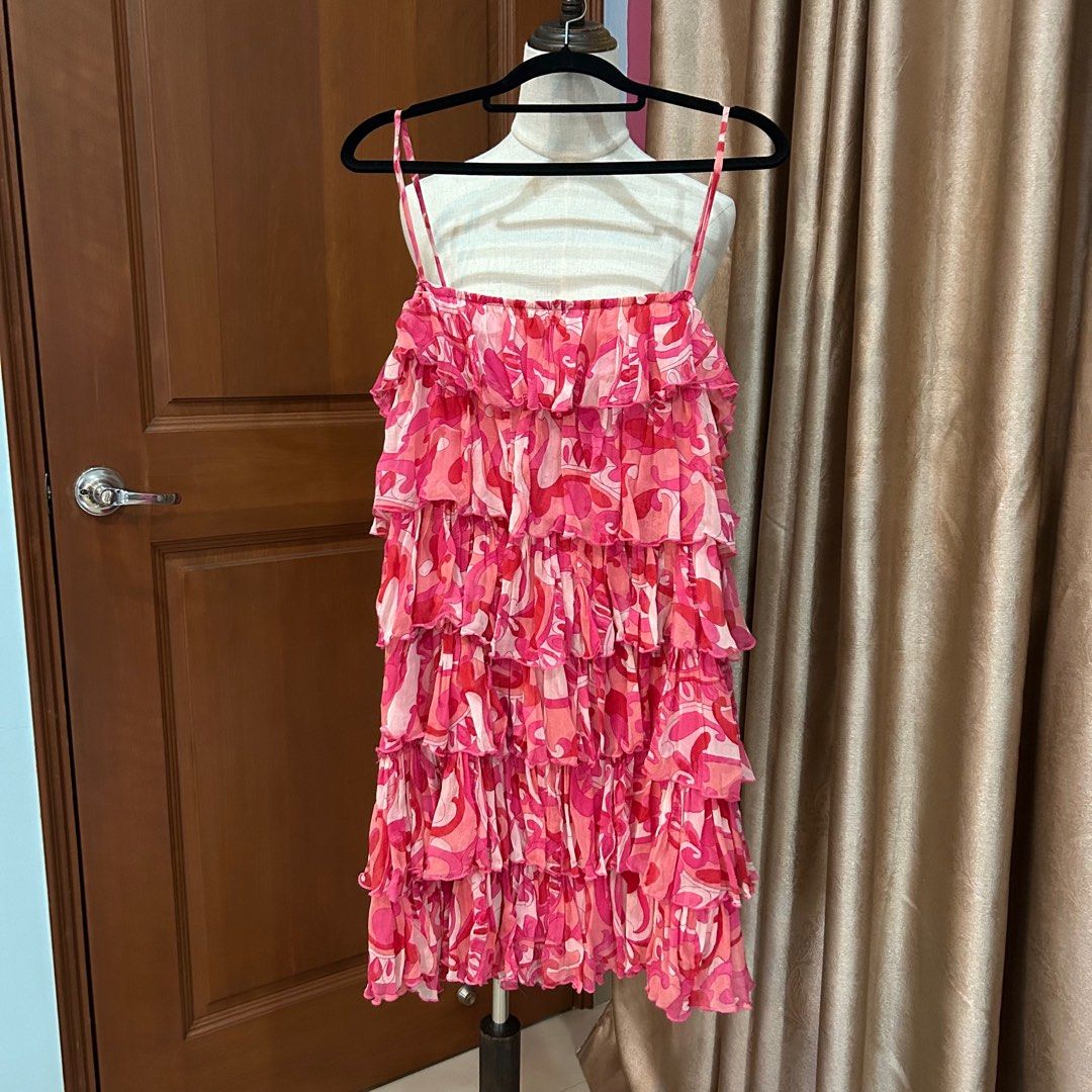 Ange Paris Silk like Pink Flutter Mini Dress Vintage, Women's Fashion, Dresses & Sets, Dresses ...
