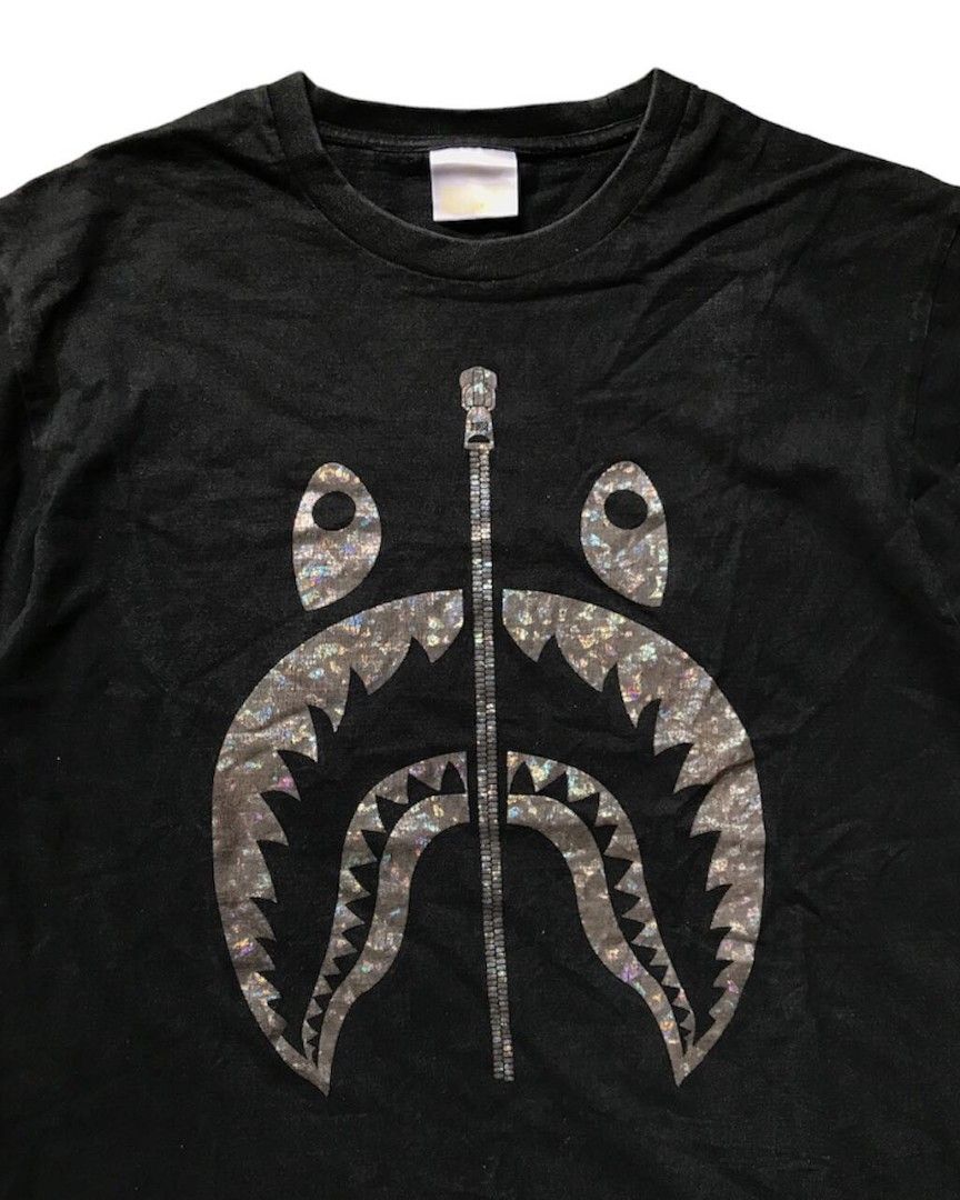Bape shark gold print design on Carousell