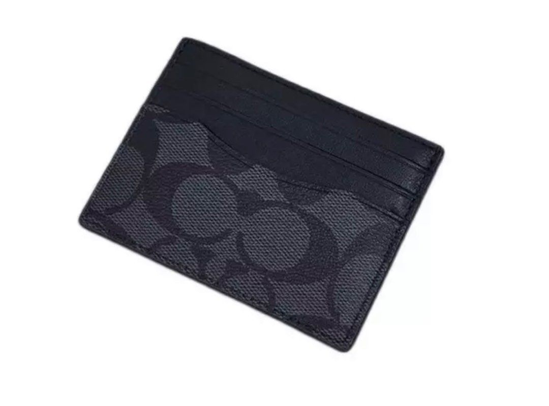 Coach Slim Card Case In Signature Canvas Black, Men's Fashion, Watches ...