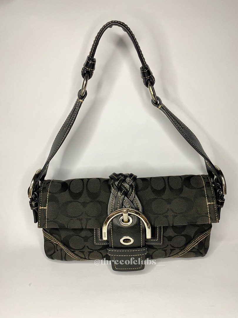 Coach Soho Black Signature Monogram Braided Shoulder Bag, Luxury, Bags ...