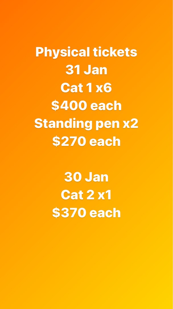 Coldplay Physical tickets Cat 1 Cat 2 Standing pen, Tickets & Vouchers ...