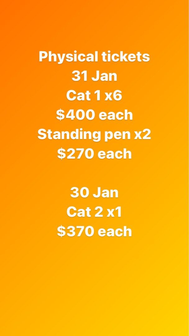 Coldplay Physical tickets Cat 1 Cat 2 Standing pen, Tickets & Vouchers ...