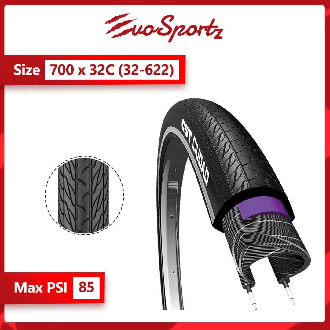 CST Ciudad Tyre | 700C Hybrid Road Bicycle Tires, Sports Equipment ...