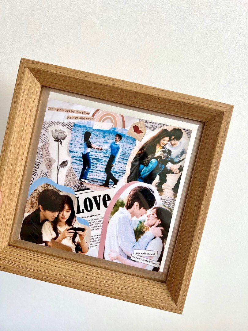 Customised personalised aesthetic design with wooden square photo frame ...