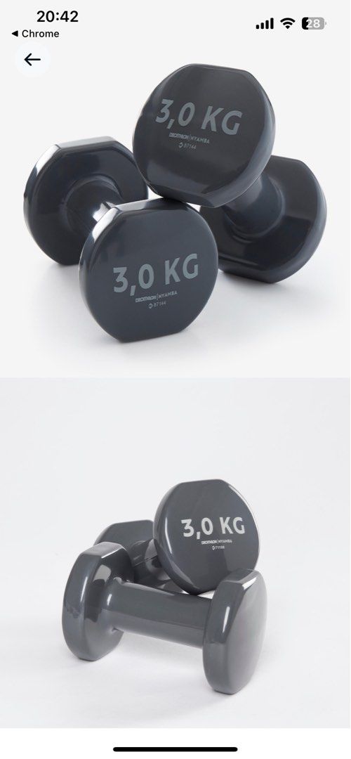 Decathlon 3 kgs Dumbbells, Sports Equipment, Exercise & Fitness ...