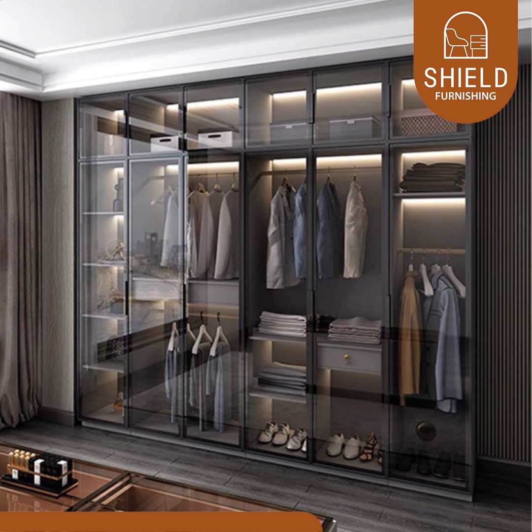 EBUE Modern Glass LED Wardrobe, Furniture & Home Living, Furniture ...