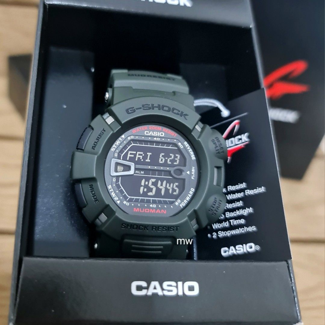 G Shock MUDMAN G-9000-3V G9000 genuine olive green men's watch, Men's ...